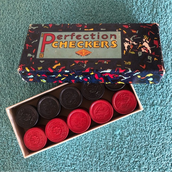Hal Sam | Games | Vintage Box Of 3 Hal Sam Wooden Checkers 25 Red Black ...